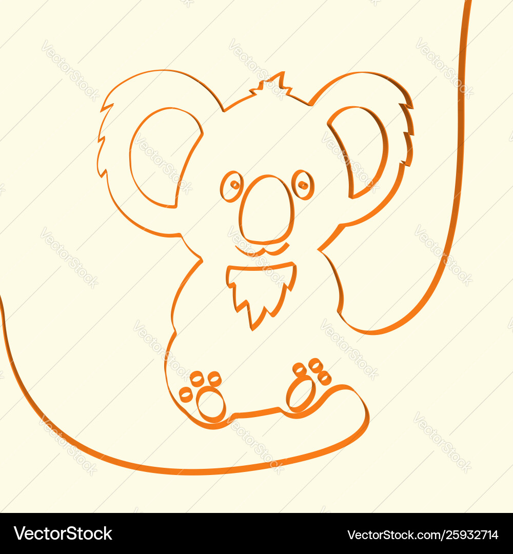 Adorable Koala Line Art Royalty Free Vector Image
