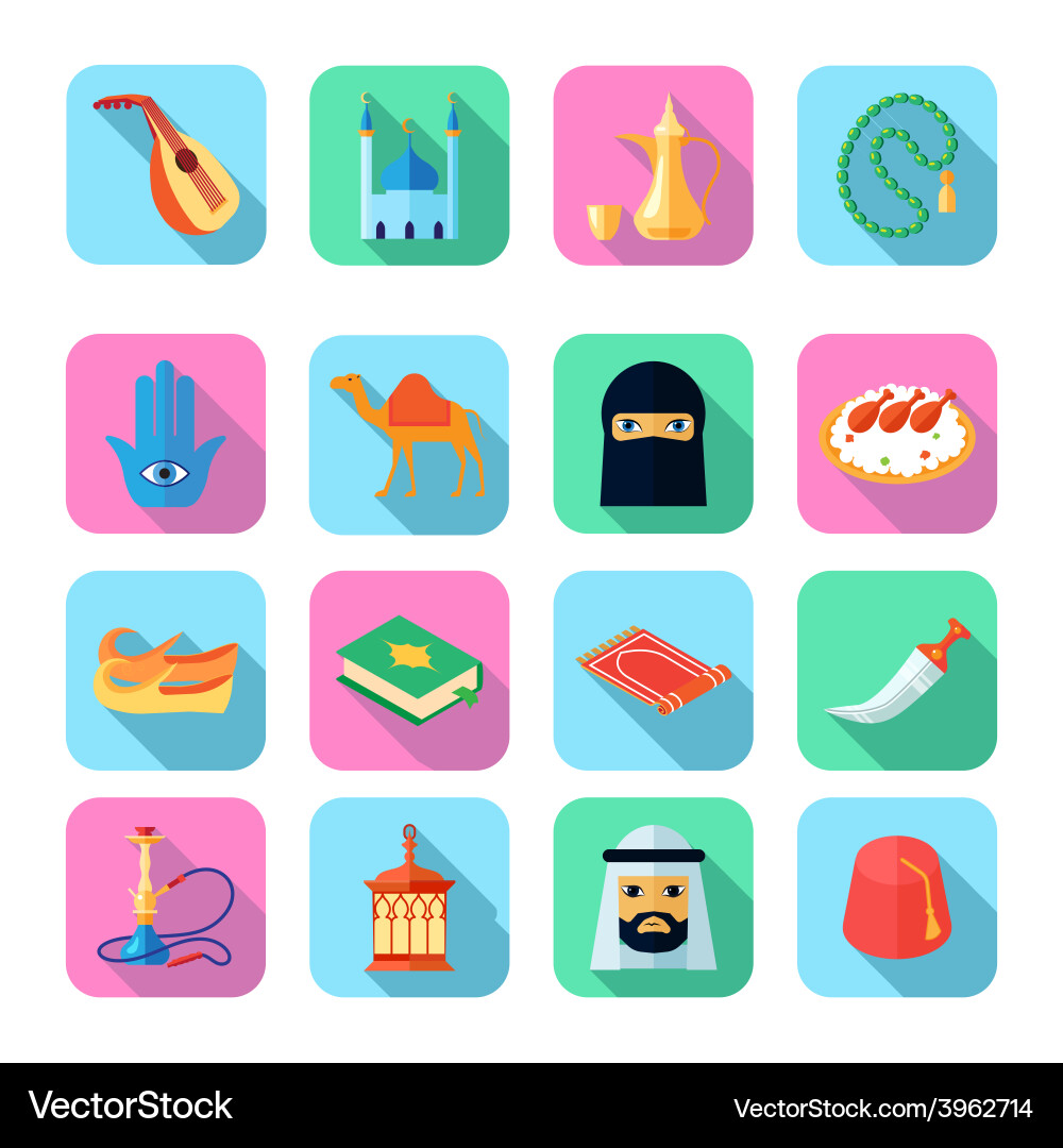 Arabic culture icon flat Royalty Free Vector Image