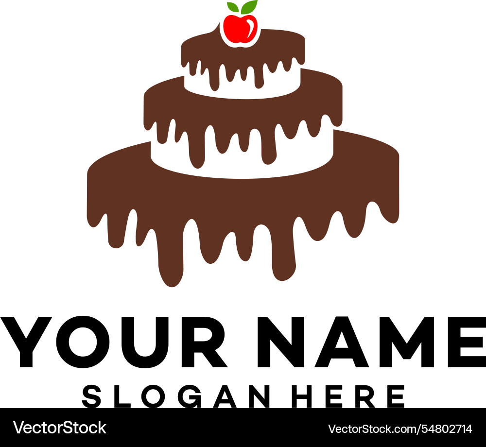 Chocolate cake with cherry design bake shop Vector Image