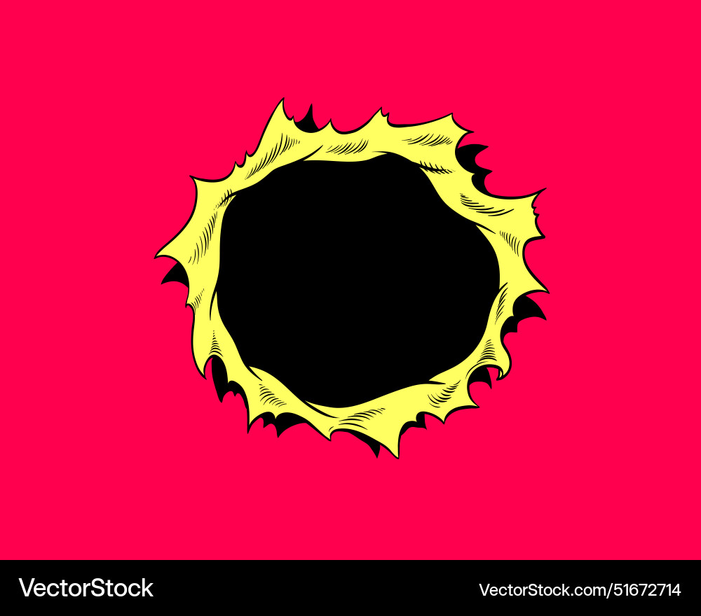 Comic book torn hole in the wall Royalty Free Vector Image