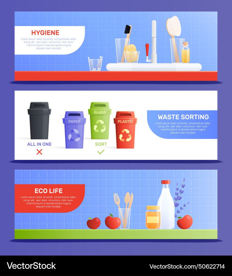 Eco items horizontal banners Royalty Free Vector Image