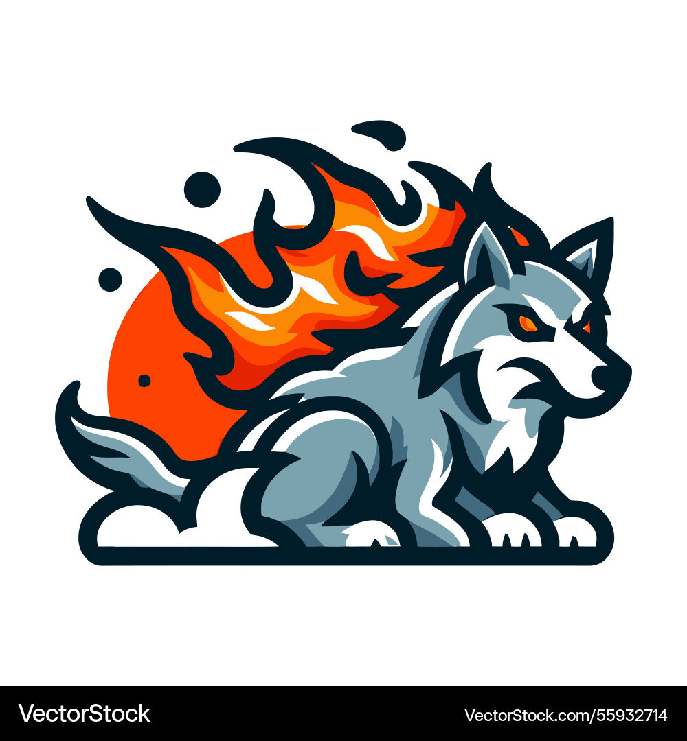 Flaming wolf powerful fire spirit animal Vector Image