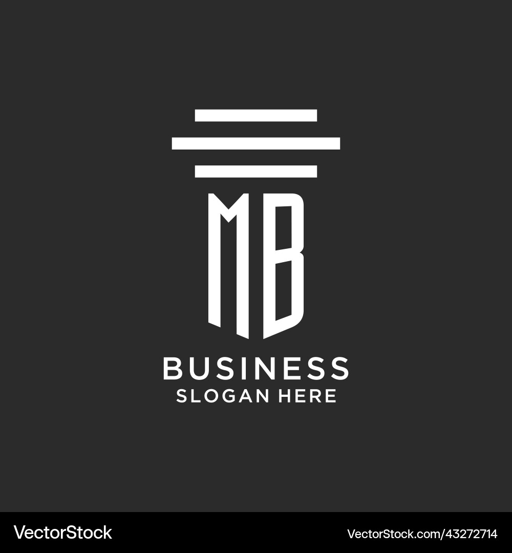 Mb initials with simple pillar logo design Vector Image