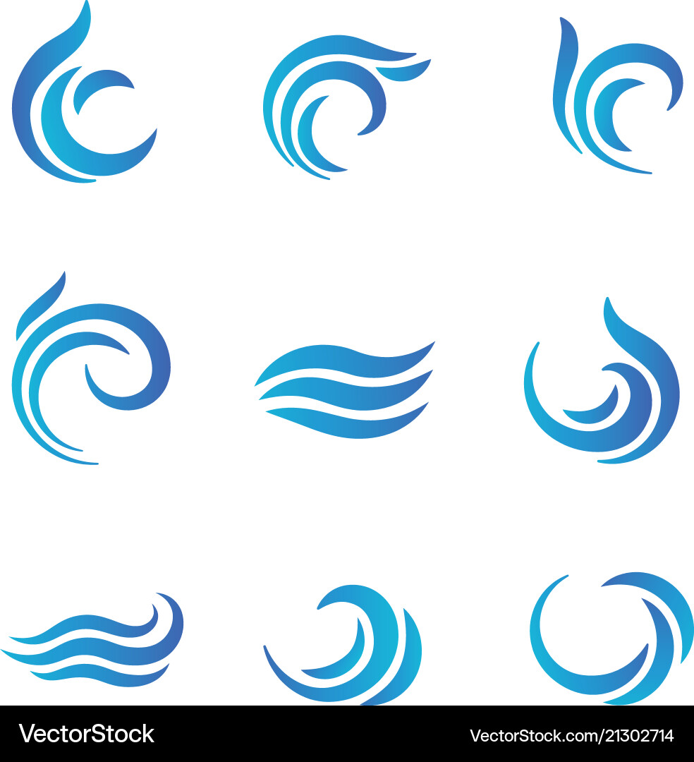 Ocean Wave Logos - Blue & Splash Royalty Free Vector