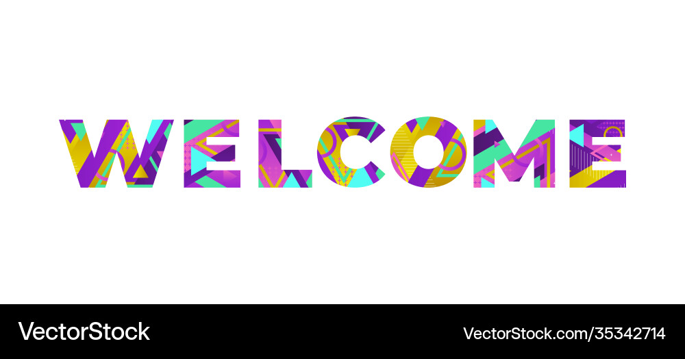 Welcome concept retro colorful word art Royalty Free Vector