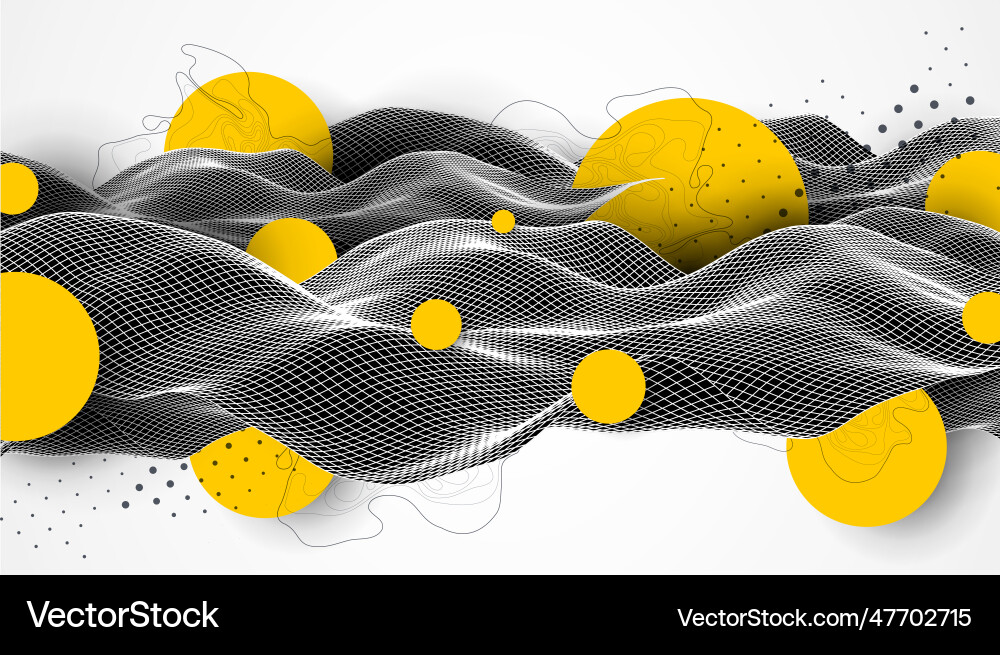 Abstract waves is made in a wireframe style Vector Image
