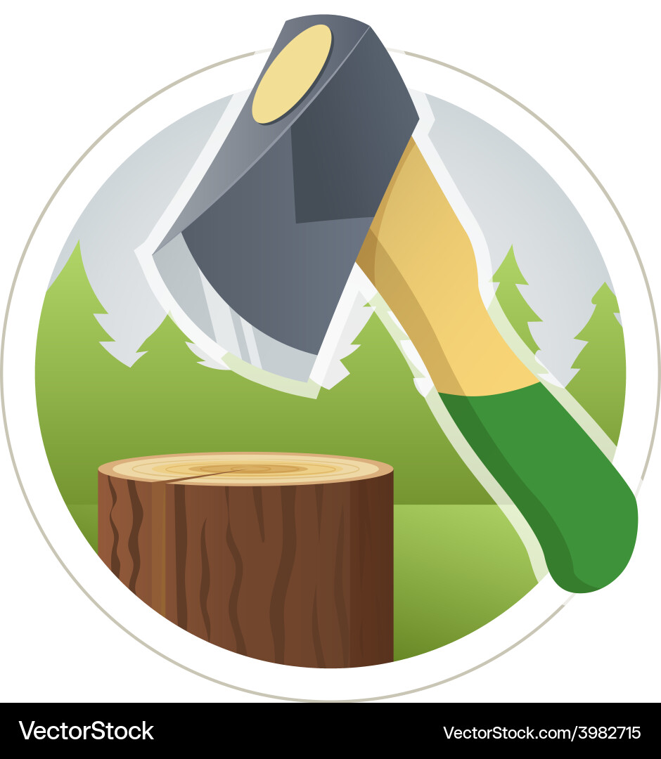 Ax chop wooden log Royalty Free Vector Image - VectorStock