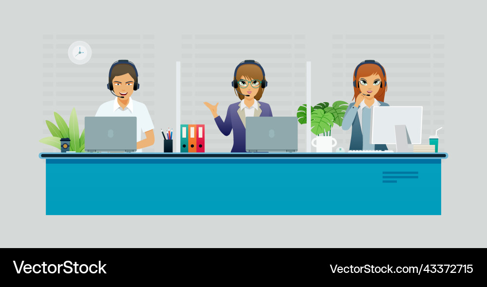Call center staff Royalty Free Vector Image - VectorStock