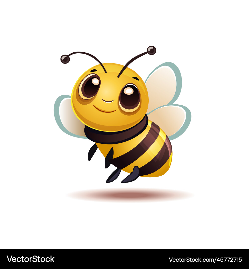 Cute bee cartoon sappy flying insect on white Vector Image