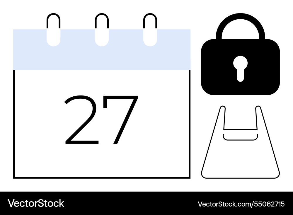 Deadline date with security lock and checklist Vector Image