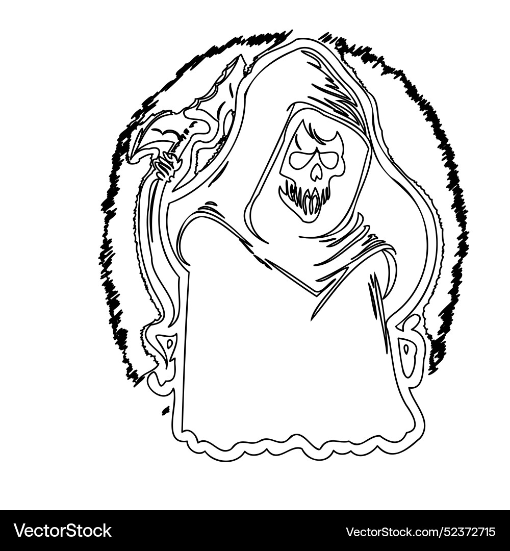 Grim reaper halloween outline sketch Royalty Free Vector