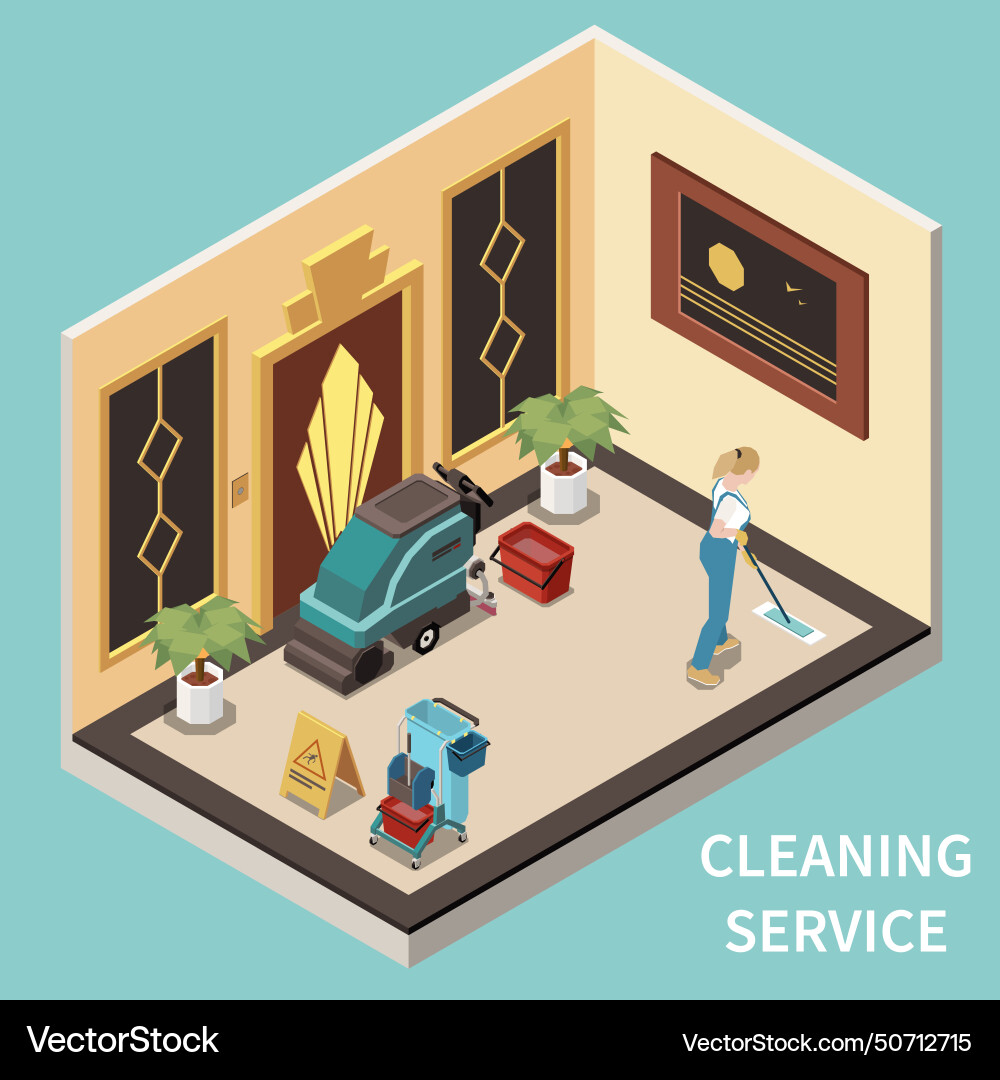 Professional cleaning isometric composition Vector Image