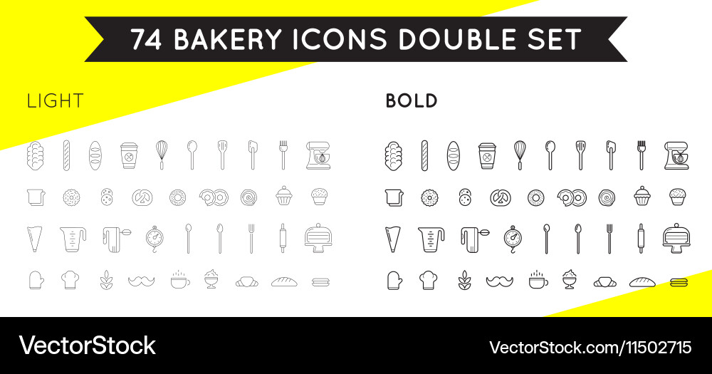 Set of bakery pastry elements thin and thick Vector Image