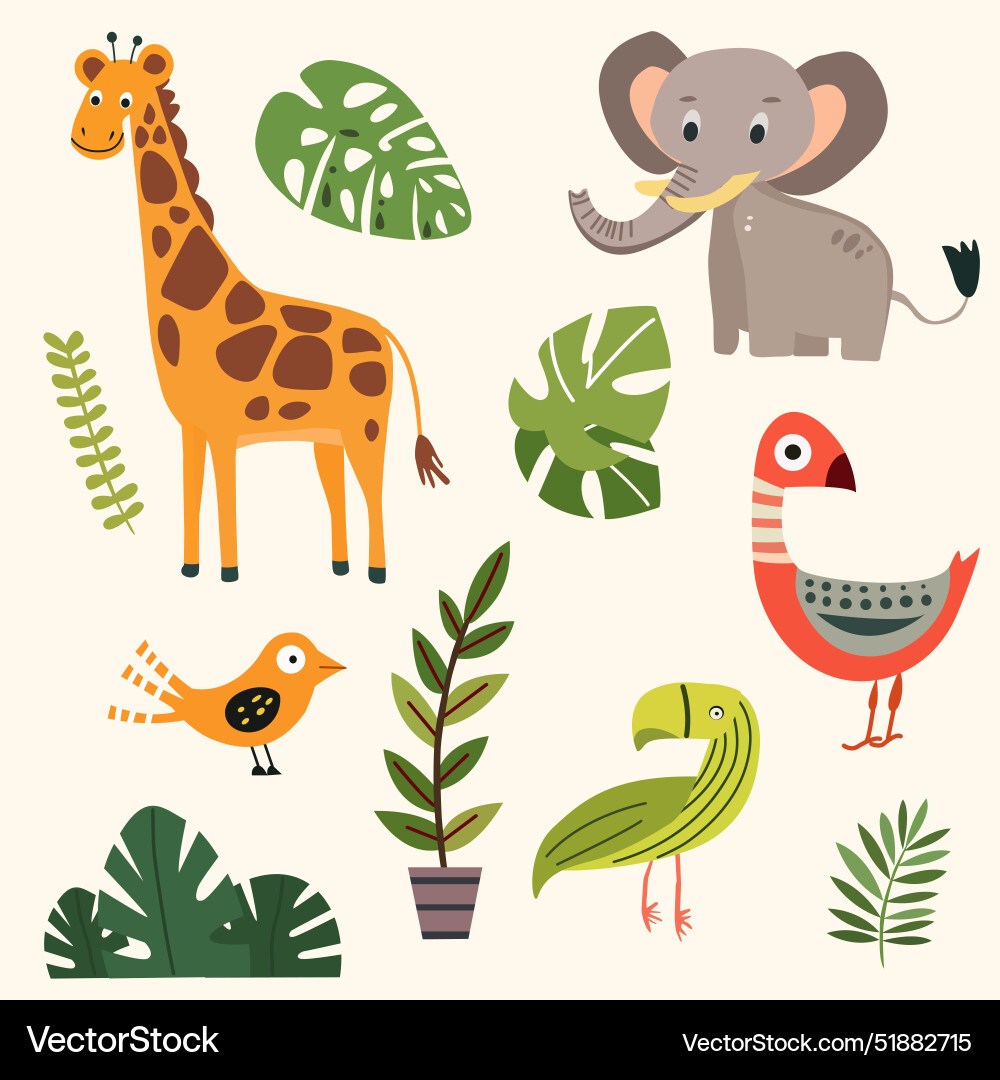 Wild animals flat Royalty Free Vector Image - VectorStock