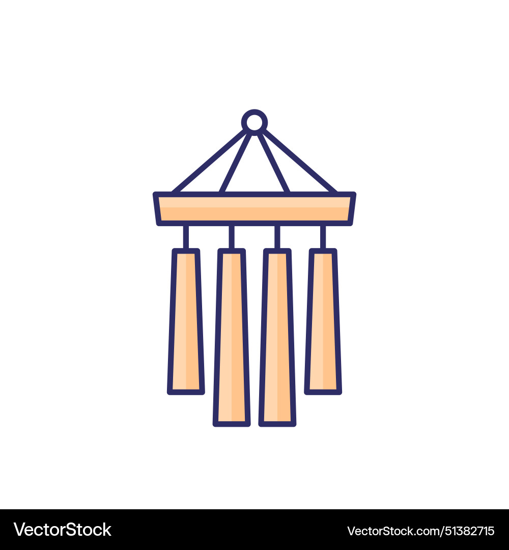 Wind chimes icon with outline on white Royalty Free Vector