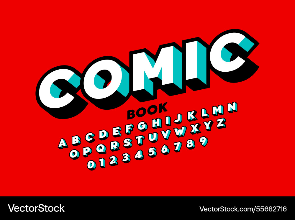 Comic book comics style font design superhero Vector Image