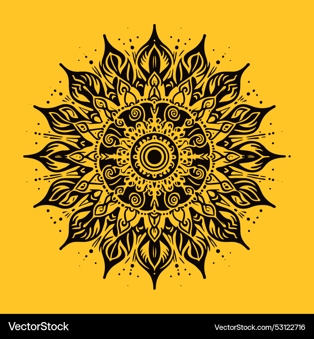 Detailed sunflower mandala design Royalty Free Vector Image