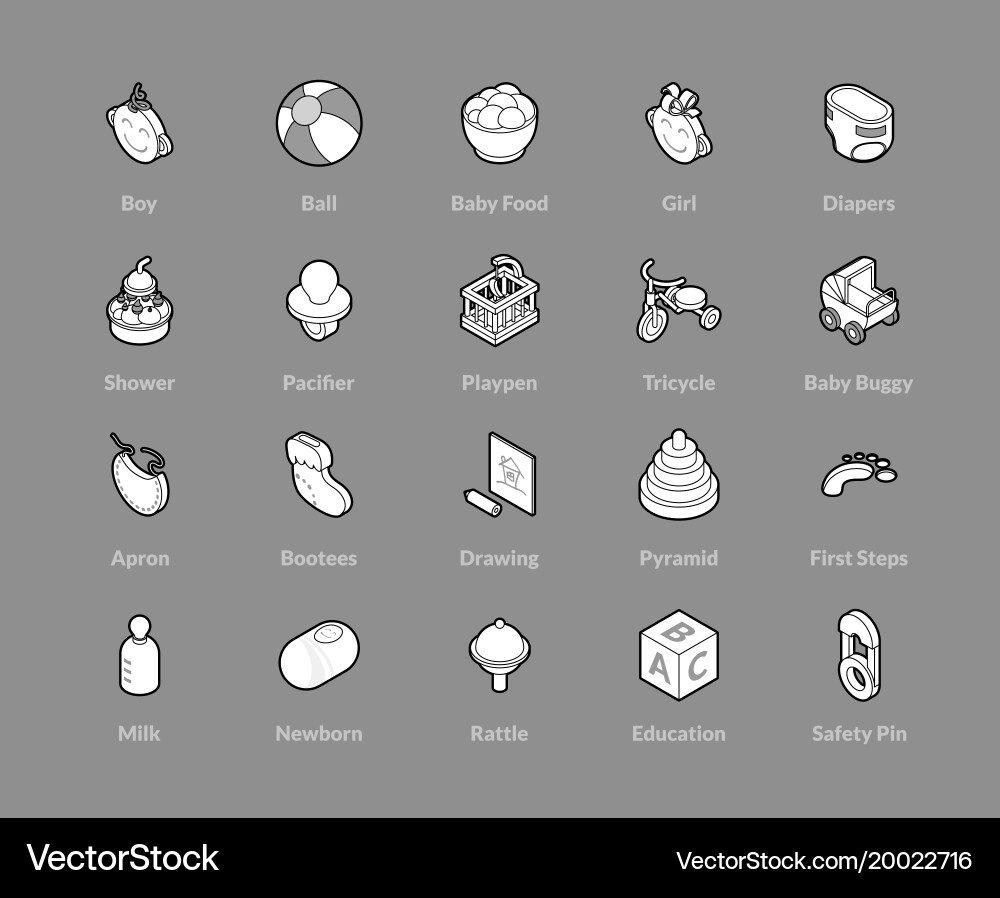 Isometric outline icons set Royalty Free Vector Image Isometric outline icons set Royalty Free Vector Image