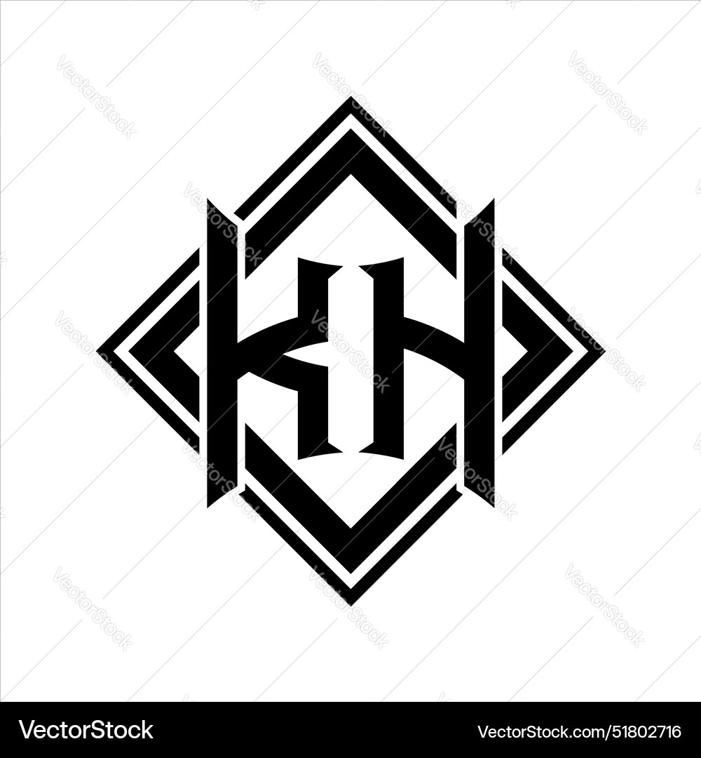 Kh letter logo with abstract shield shape Vector Image