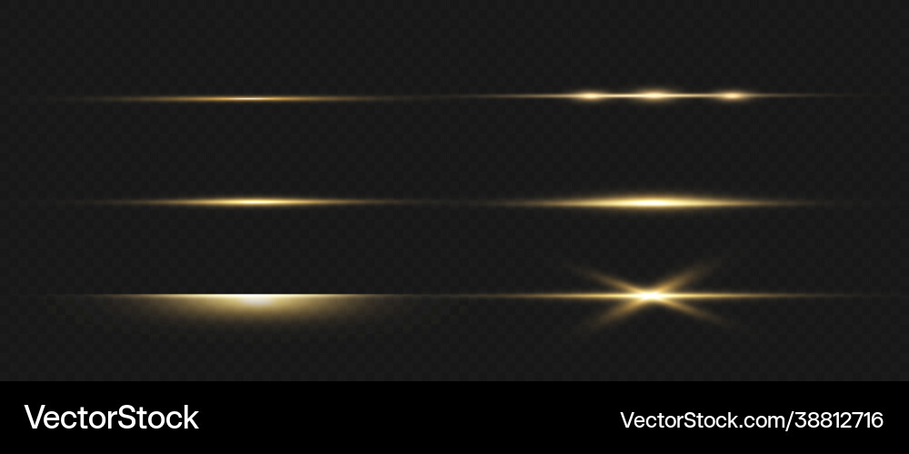 Laser beams horizontal light rays yellow line Vector Image