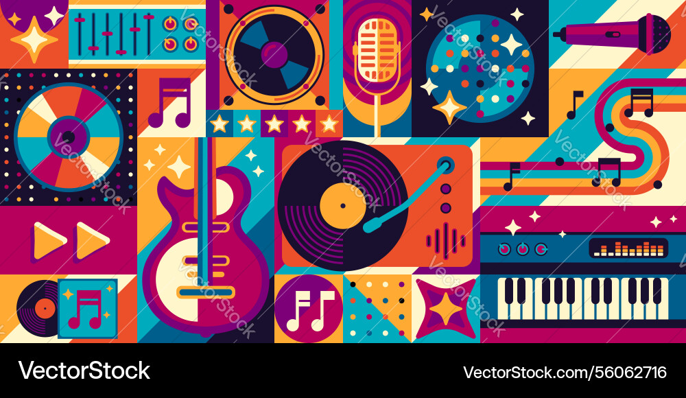 Music geometric shapes pattern musical instruments