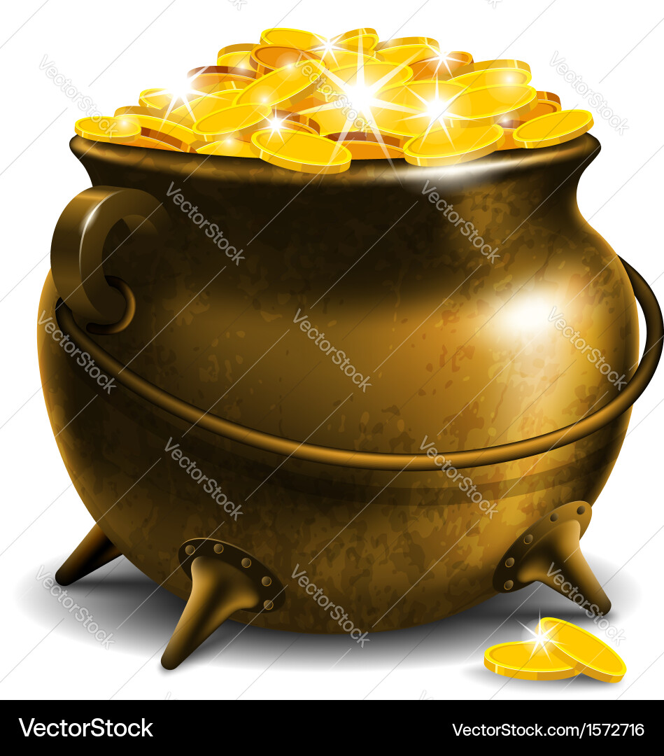 Pot with treasure Royalty Free Vector Image - VectorStock