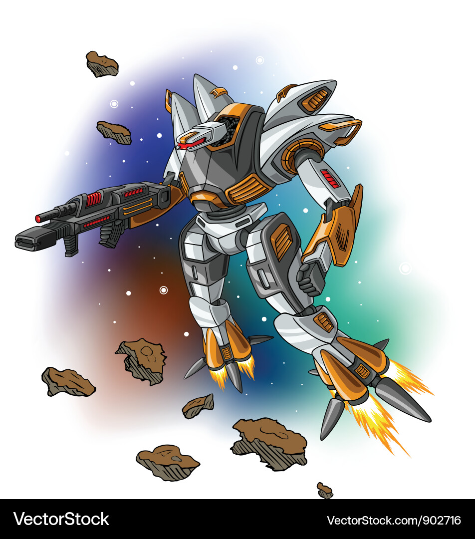 Space flying robot Royalty Free Vector Image - VectorStock