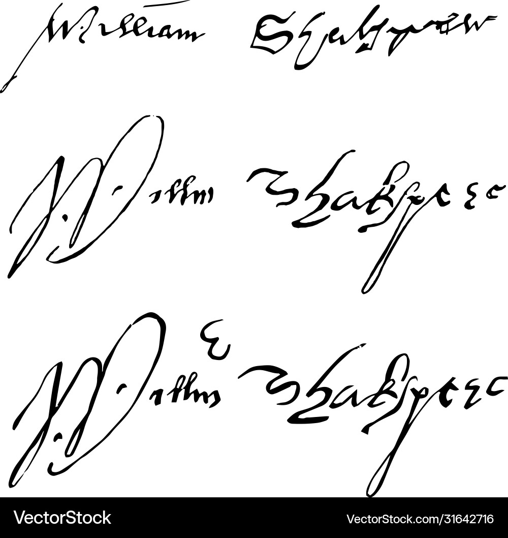William Shakespeare Signatur Lizenzfreies Vektorbild