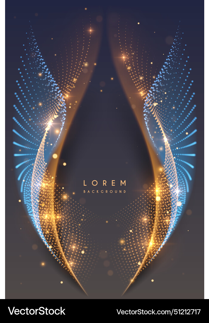 Abstract blue and gold light effect with dots Vector Image