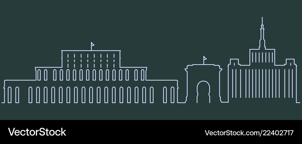 Bucharest single line skyline Royalty Free Vector Image