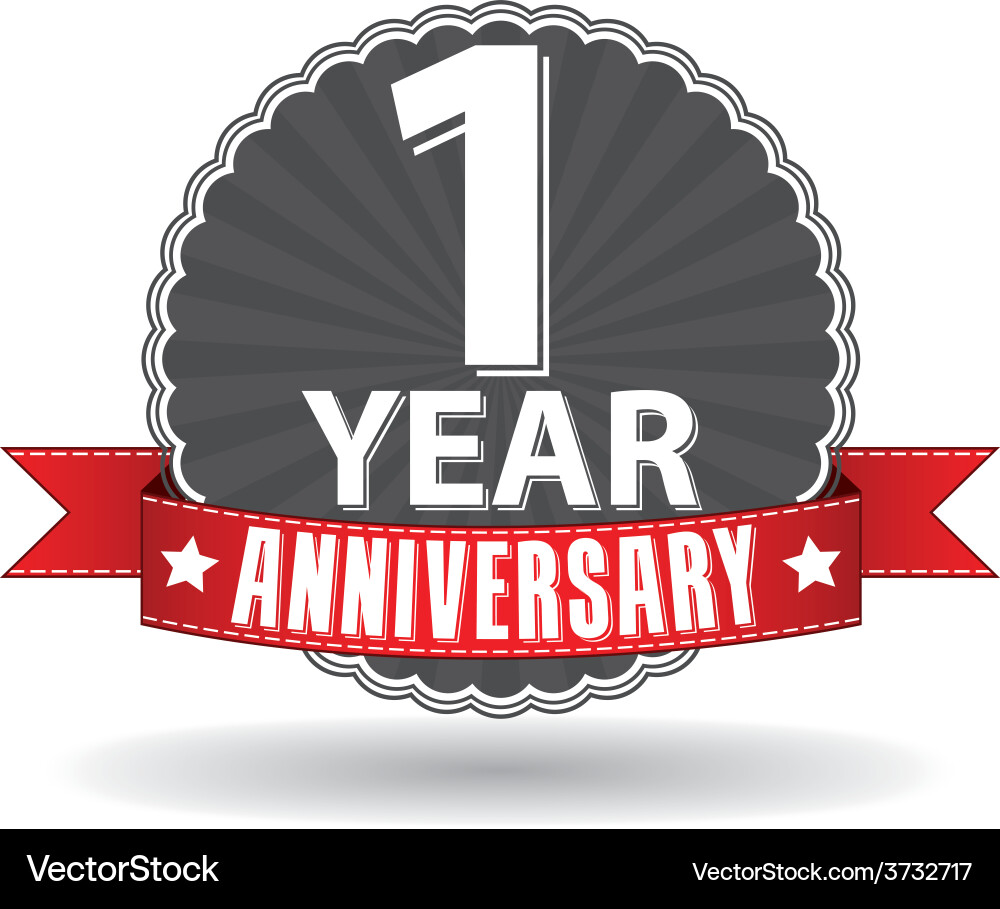 Celebrating 1 year anniversary retro label Vector Image