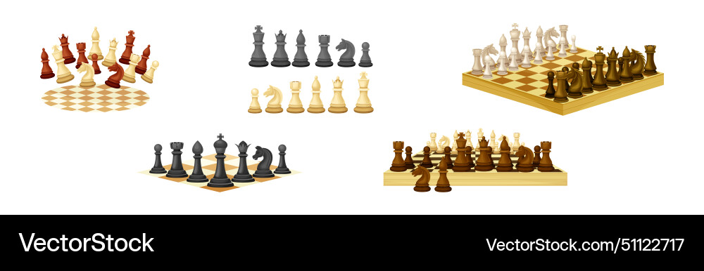 Chess pieces for strategic board game set Vector Image