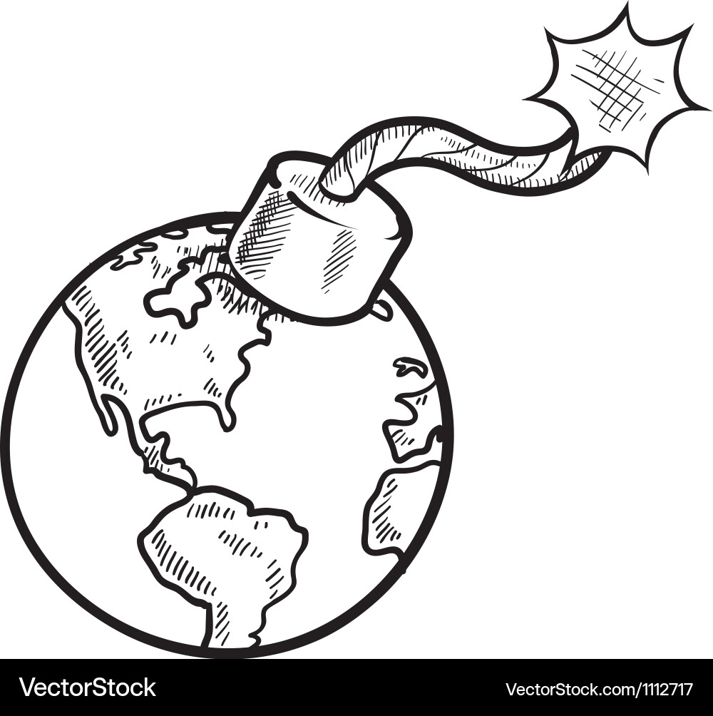 Doodle bomb earth Royalty Free Vector Image - VectorStock