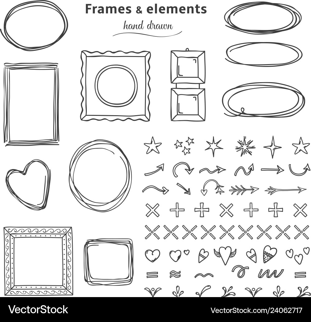 Doodle Frames und Elemente Hand gezogen Quadrat Vektorbild