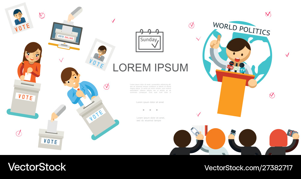 Flat election colorful concept Royalty Free Vector Image