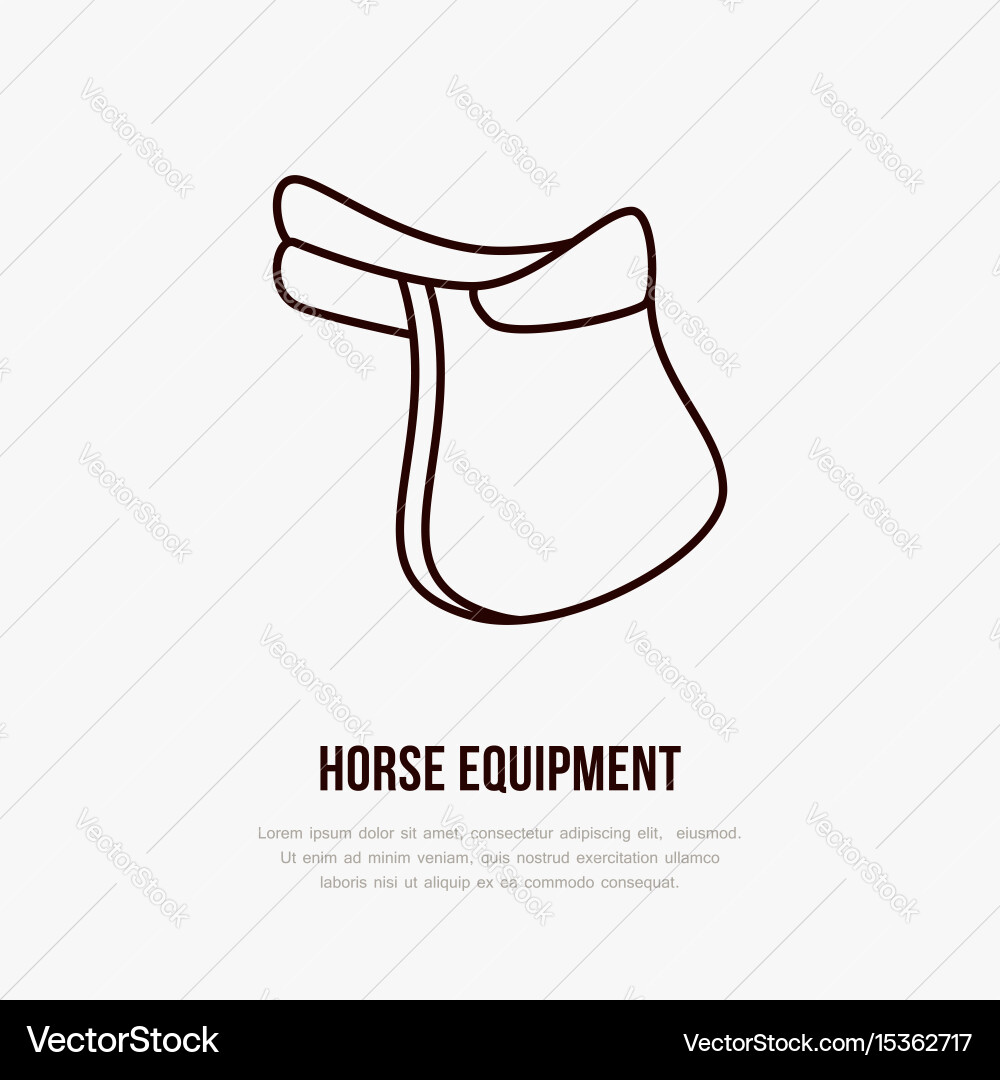 Horse saddle polo flat line icons Royalty Free Vector Image
