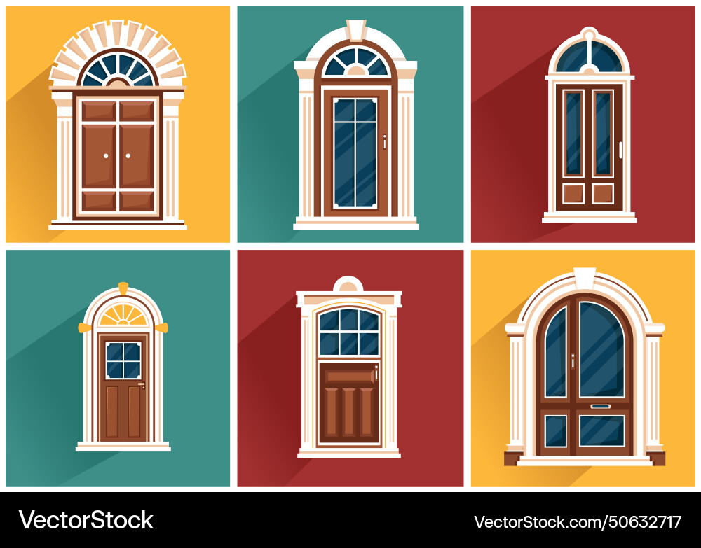 House architecture with doors and windows various Vector Image