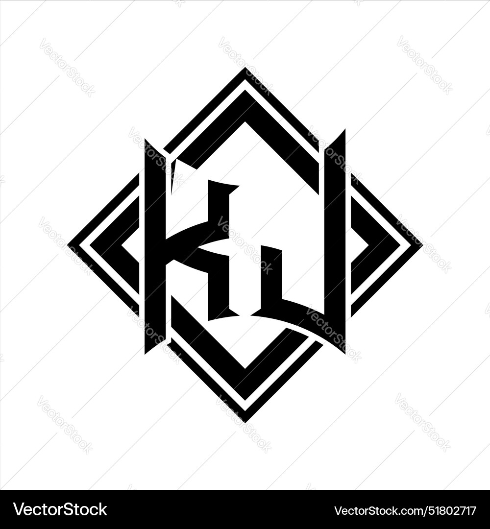 Kj letter logo with abstract shield shape Vector Image