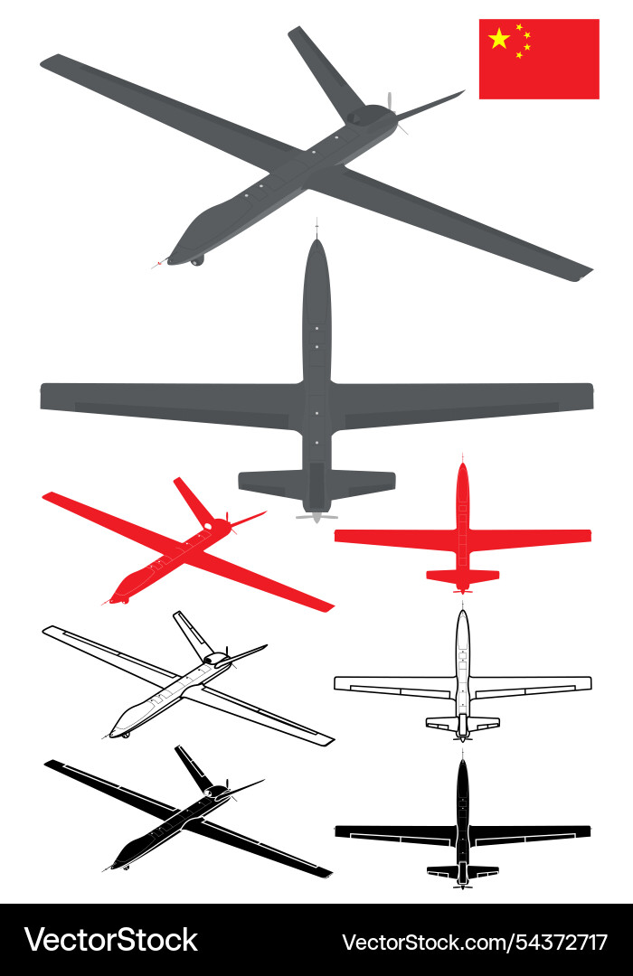 Military drone uav blueprint china Royalty Free Vector Image