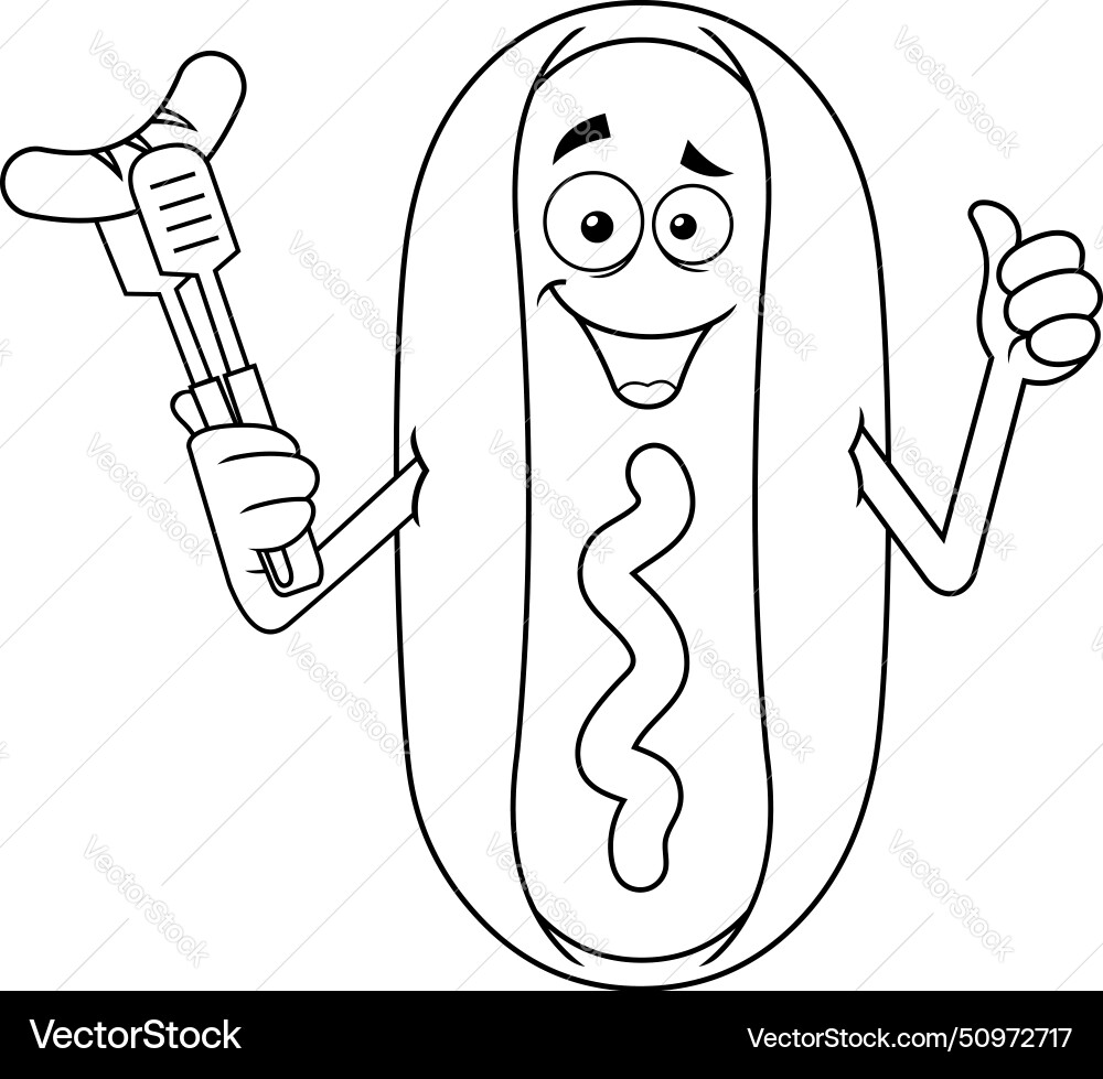 Outlined smiling hot dog Royalty Free Vector Image