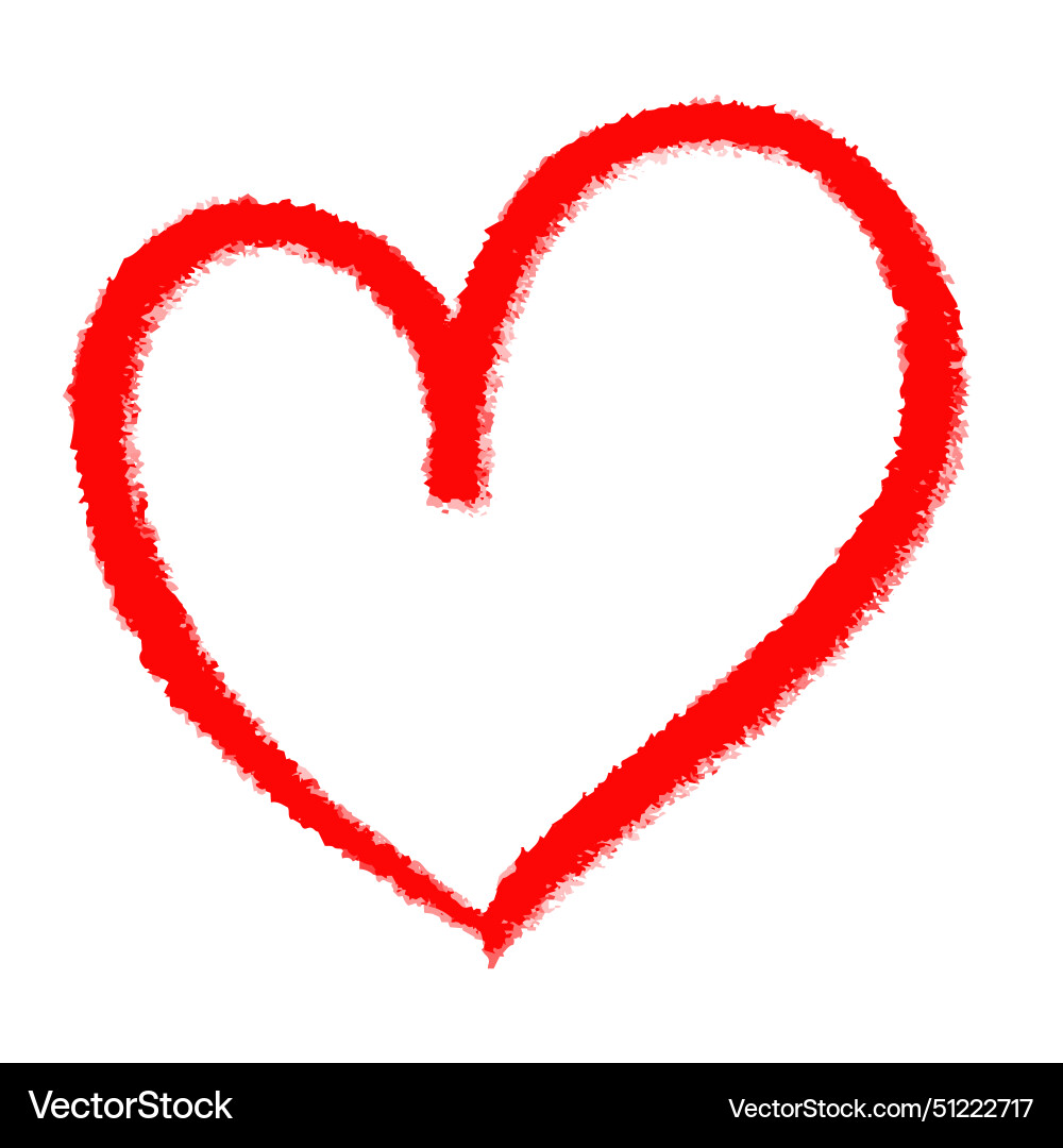 Textured red heart drawing on white background Vector Image