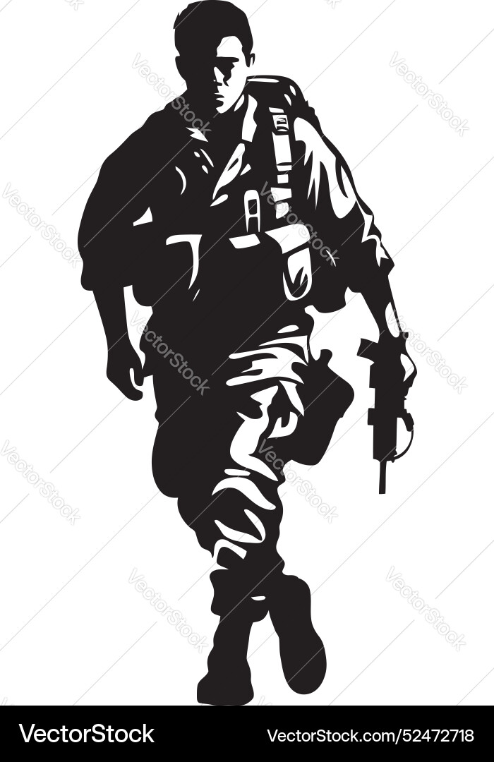 Armed defender elegant black iconic soldier Vector Image