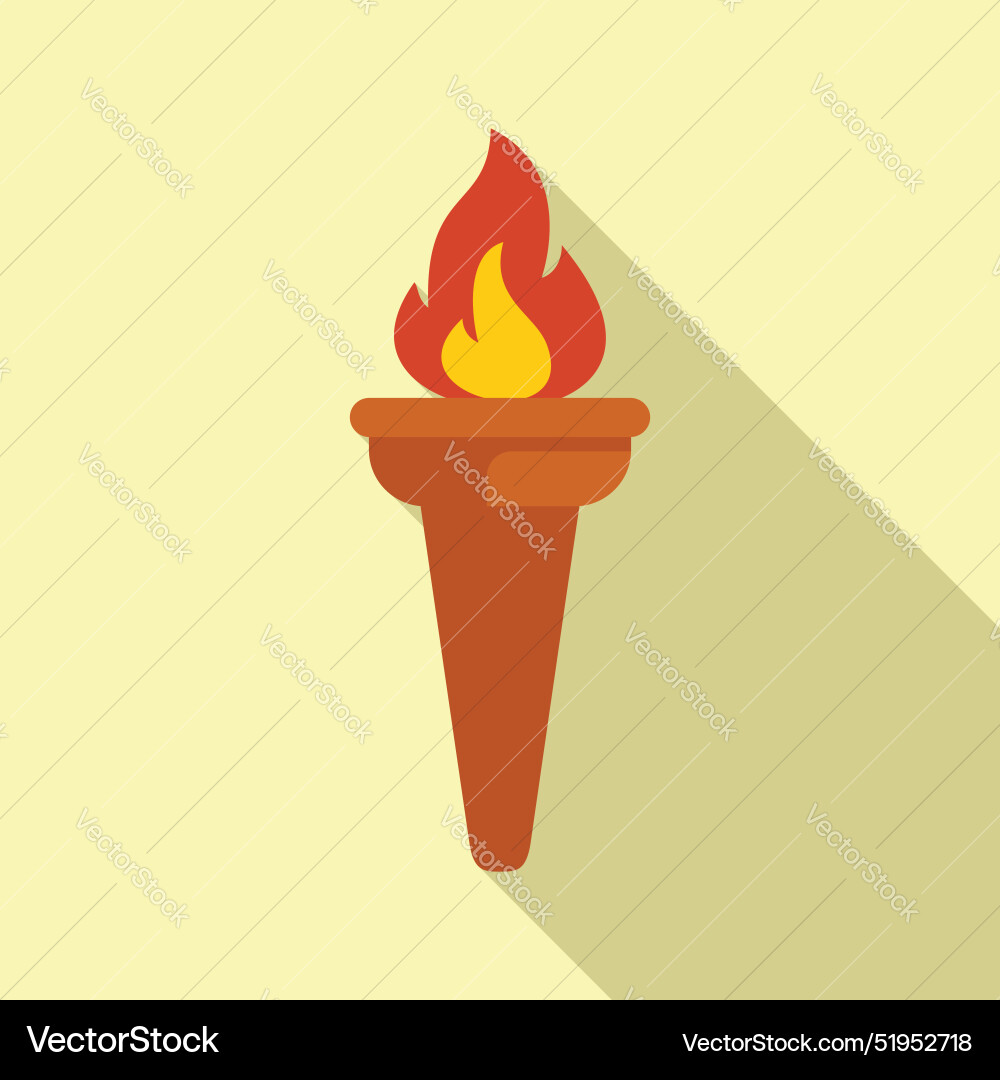 Burning torch holding bright red and yellow flame Vector Image
