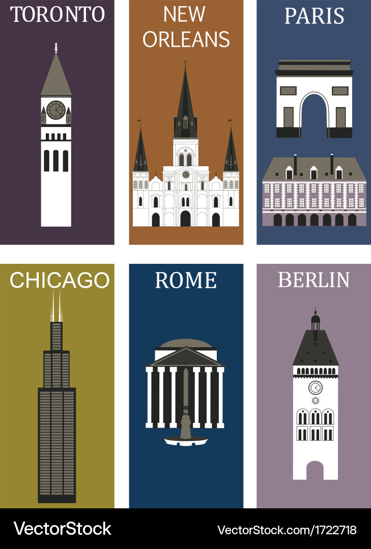 Famous cities Royalty Free Vector Image - VectorStock