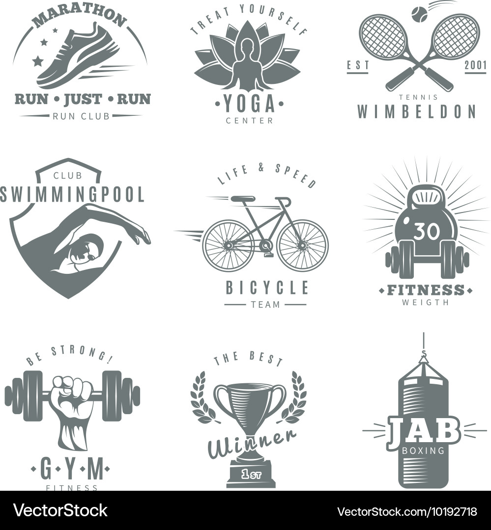 Fitness gym label set Royalty Free Vector Image