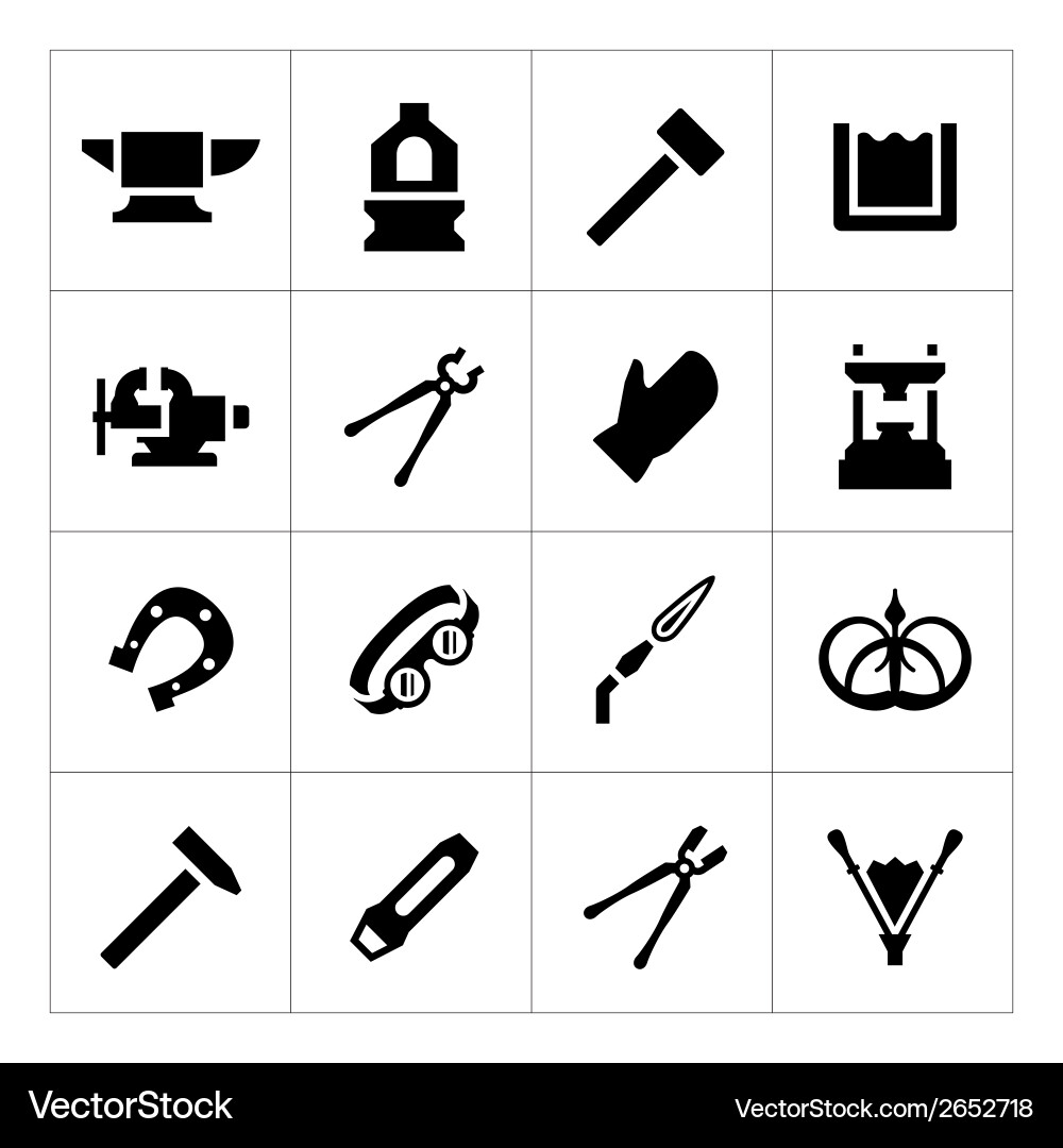 Forge Icon Set Royalty Free Vector Image - VectorStock