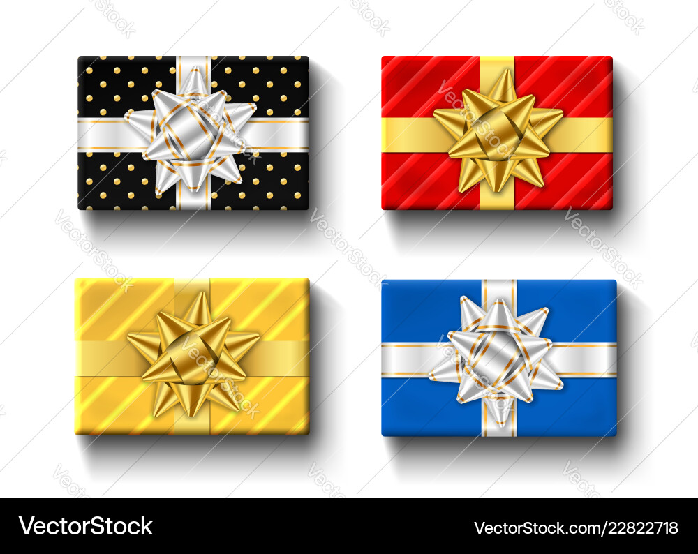 Gift boxes top view isolated set template Vector Image