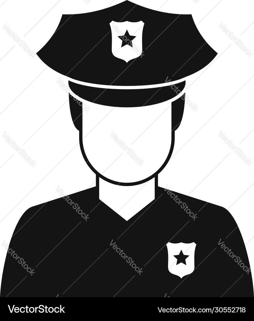 Police man icon simple style Royalty Free Vector Image