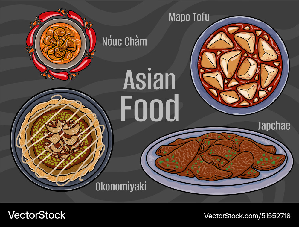 Popular asian food hand-drawn Royalty Free Vector Image