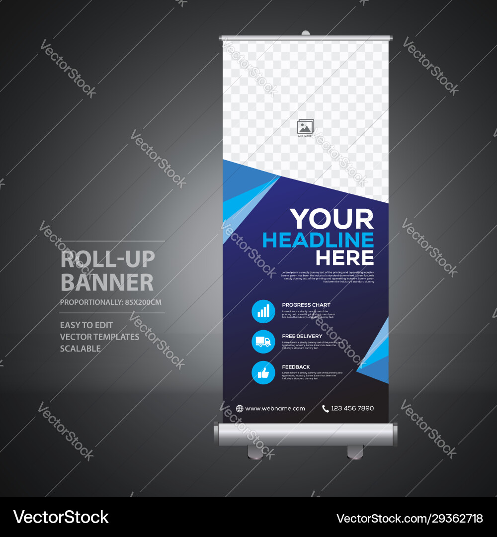 Roll up banner vertical design template Royalty Free Vector
